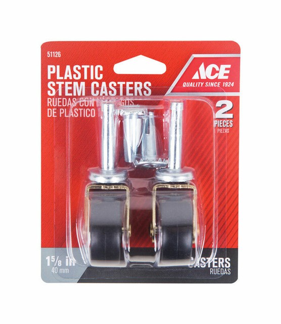 ACE Casters Plastic Week 2 Count Stem Mount Size 40mm Color Black for ...
