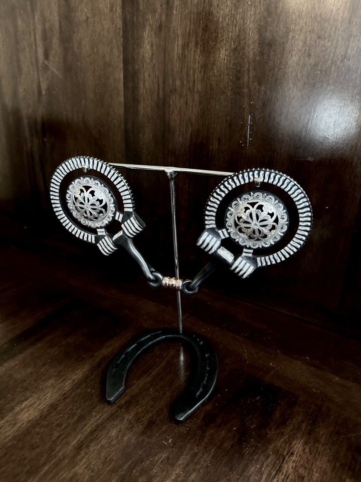 VINTAGE HANDMADE STERLING SILVER FILIGREE CONCHO SNAFFLE BIT MAKER MARKED GARCIA | eBay