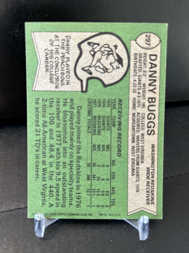 1978 Topps Football Danny Buggs Washington Redskins #297 | eBay