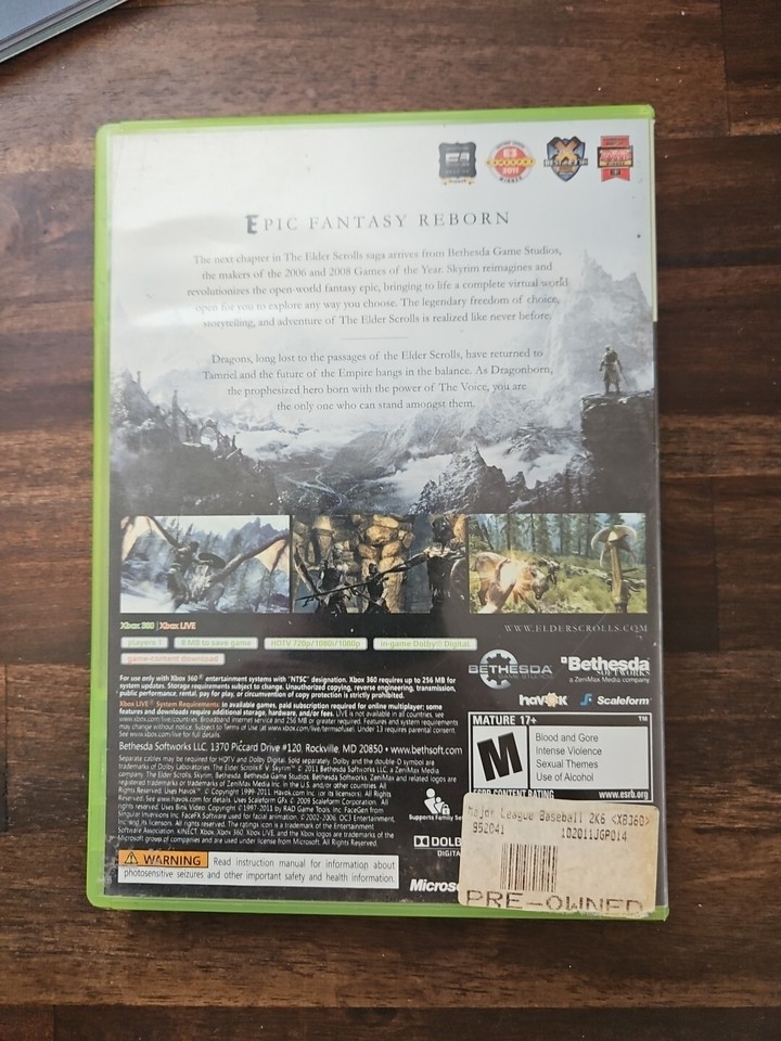 The Elder Scrolls V Skyrim Xbox 360 + Map - Complete CIB | eBay