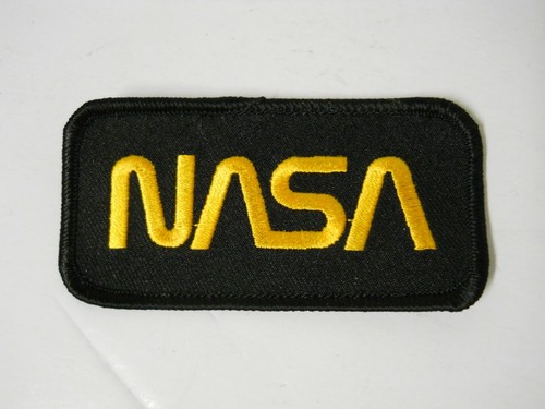 NASA WORM Embroidered Arm Hat Patch 3.5" Gold on Black Retired Logo ...