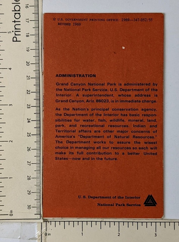 1969 South Rim Grand Canyon National Park Arizona VTG Travel Brochure ...