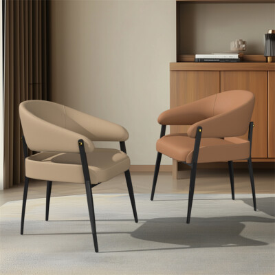 2x Upholstered Dining Chairs Microfiber Leather Leisure Chair for ...