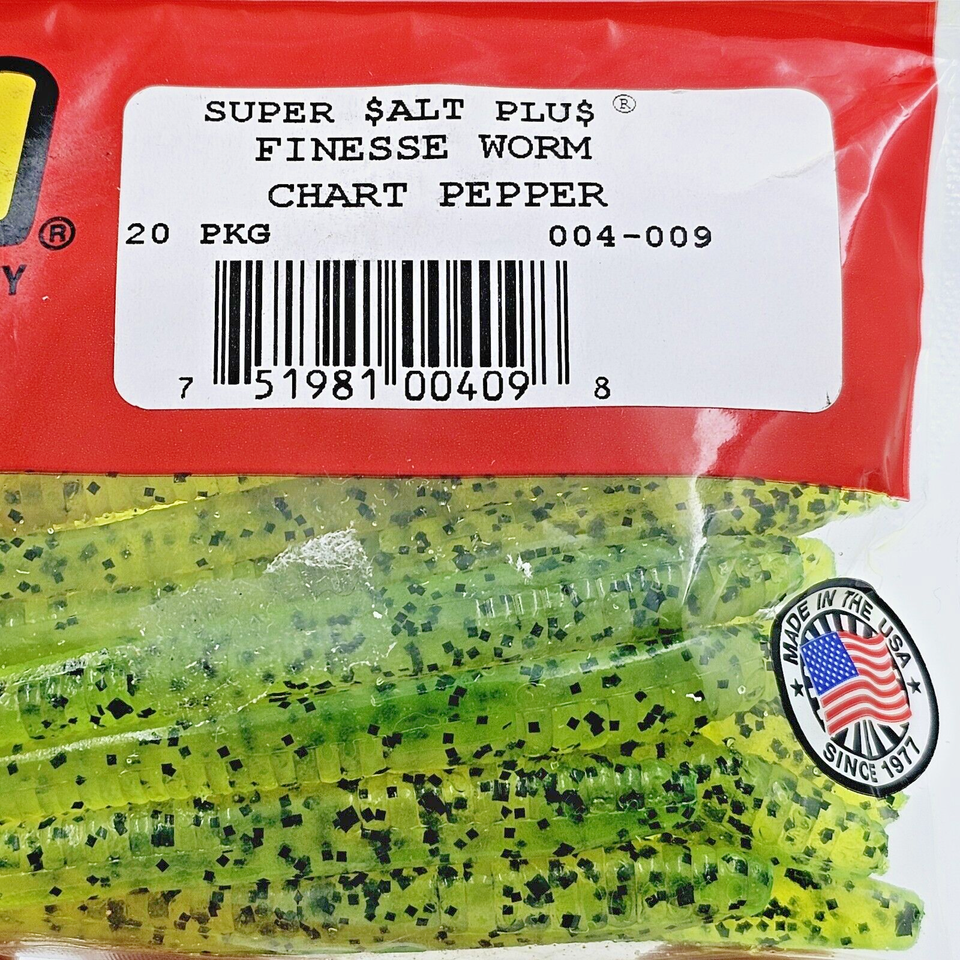 Zoom 4.5" Finesse Worm 20 Count Pack Super Salt Plus You Pick Color ...