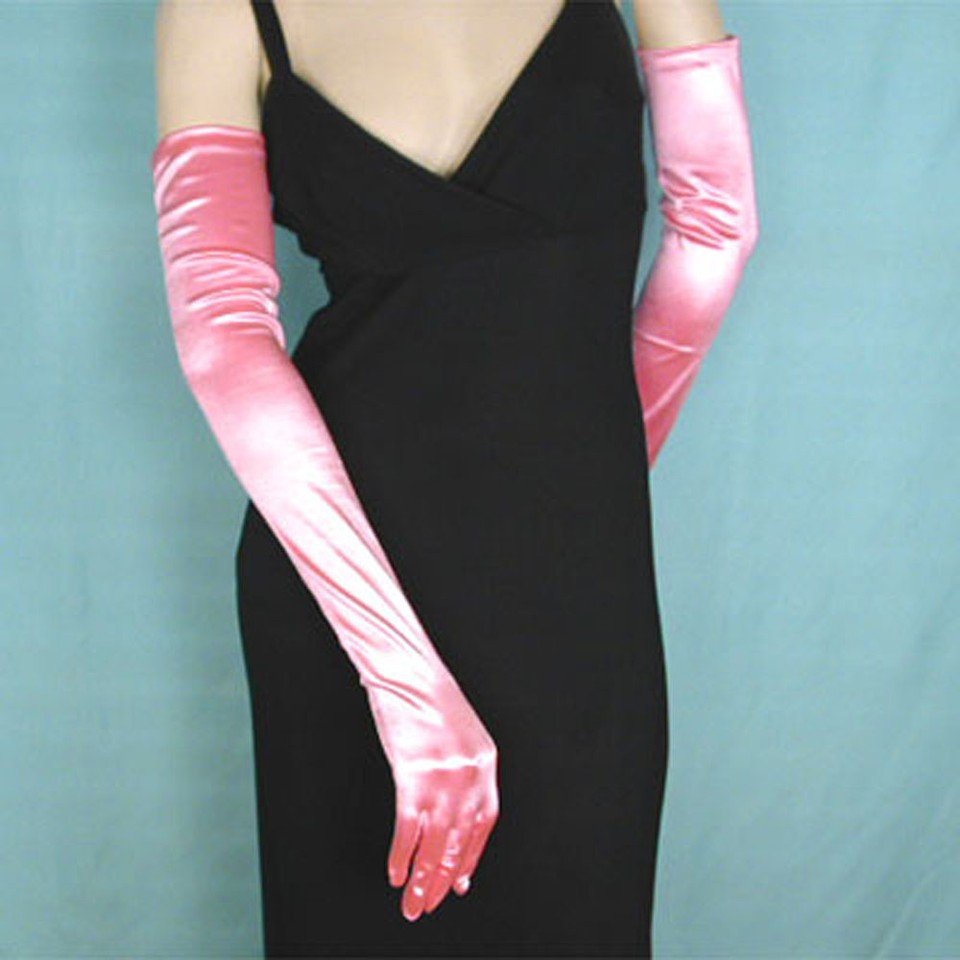 Long Satin Opera Gloves Stretch 21-22" Bridal Wedding Formal Costume ...