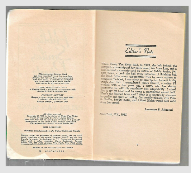 Public Smiles, Private Tears, Helen Van Slyke & James Elward ...