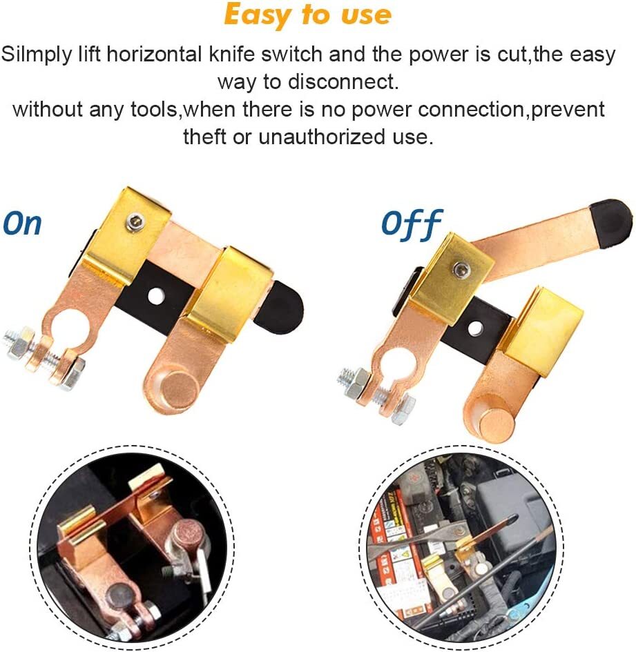 Knife Blade Switch Battery Disconnect Top Post HEAVY DUTY SHUT OFF Car ...