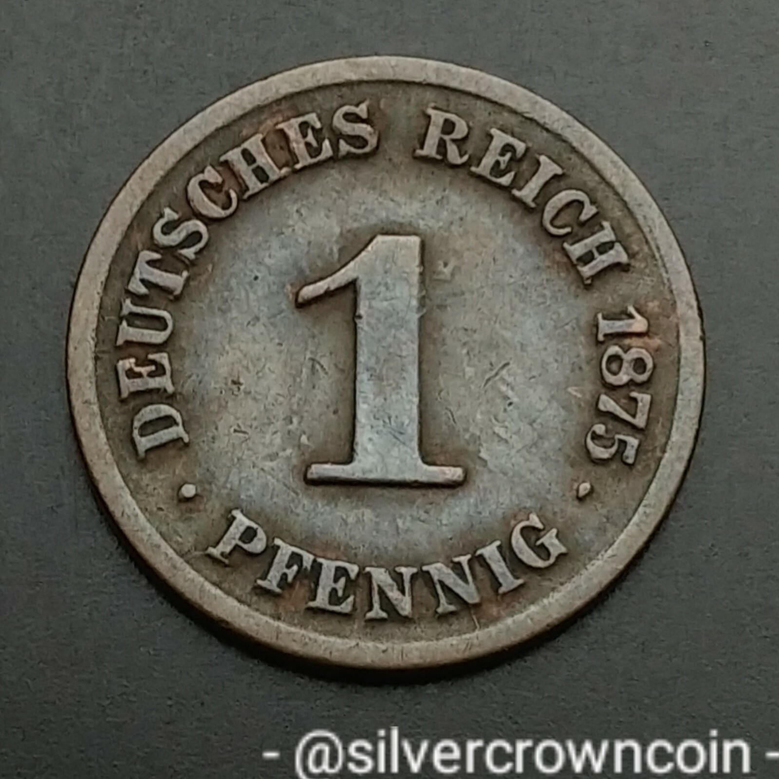 Germany Empire 1 Pfennig 1875 C. KM#1. One Cent coin. Frankfurt mint ...