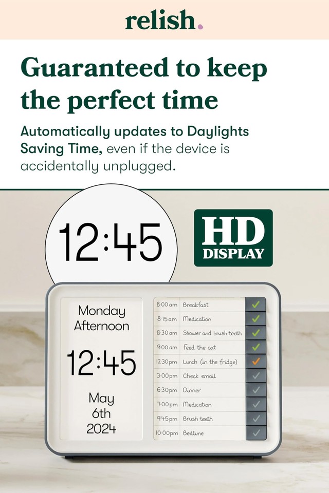 Relish Day Hub - Dementia Clock with Daily Task Manager, HD Large ...