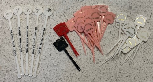 VTG Lot Pearl City Tavern Monkey Bar Tiki Hawaii SWIZZLE S STICKS ...