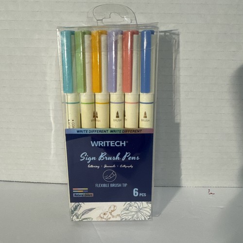 WRITECH Sign Brush Pen Set Bright Colors Flexible Top 6/Pk School ...