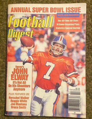 VINTAGE Feb 1990 Football Digest Magazine John Elway Broncos | eBay
