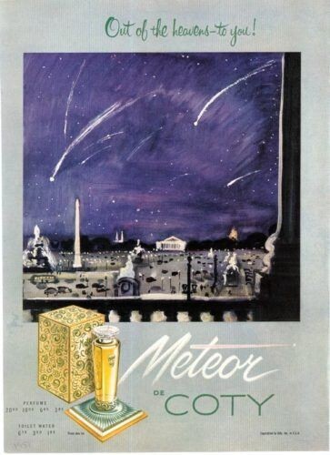 1951 METEOR DE COTY PERFUME COLOGNE FRAGRANCE SHOOTING STAR BEAUTY AD ...