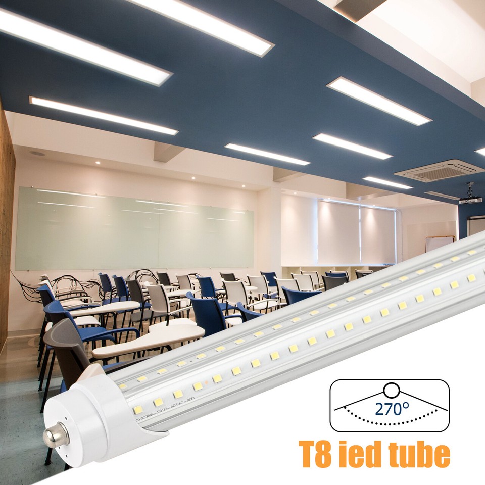 T8 Single Pin 4FT 5FT 6FT V-Shape LED Tube Light 6500K Clear Lens 6 ...