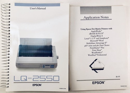 Epson Printer LQ-2550 User's Manual Book & Application Notes Book | eBay
