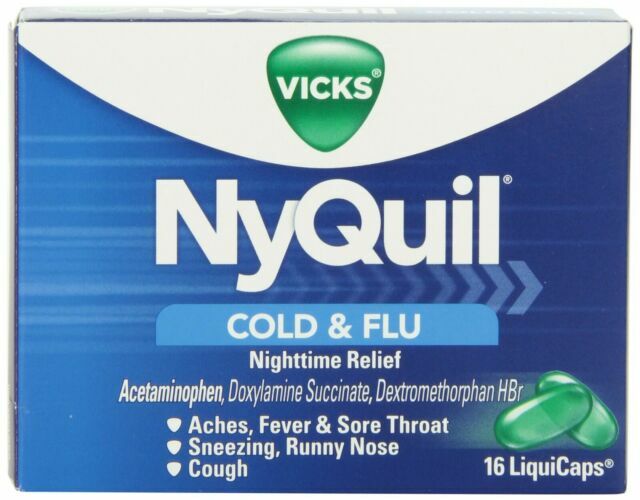 Vicks NyQuil Cold and Flu Night Time Relief LiquiCaps - 16 Count for ...