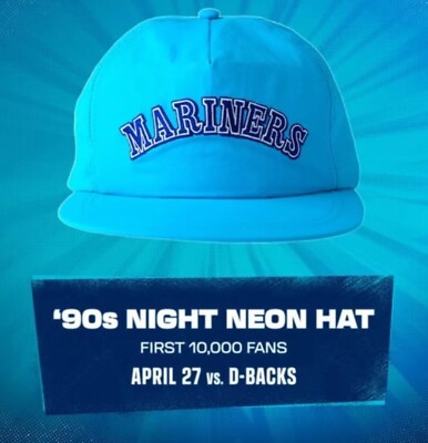 NEW🧢Seattle Mariners 90s Night Neon Hat Baseball Cap 2024 SGA T-Mobile ...