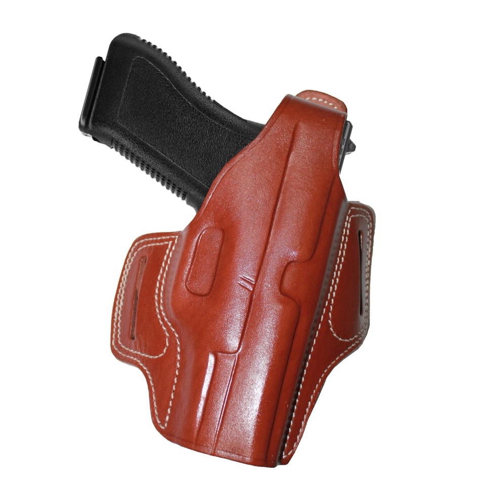 Handmade Leather OWB Carry Thumb Break Gun Holster With Magazine Pouch ...