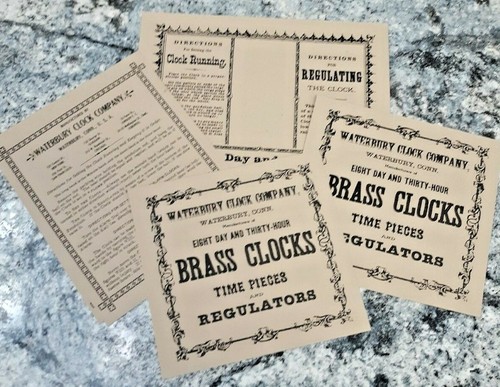 WATERBURY AND WELCH CLOCK LABELS FOR ANTIQUE CLOCK RESTORATION 3 STYLES ...