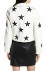 Womens White Leather Jacket with Black Star Lambskin Size S M L XL XXL ...