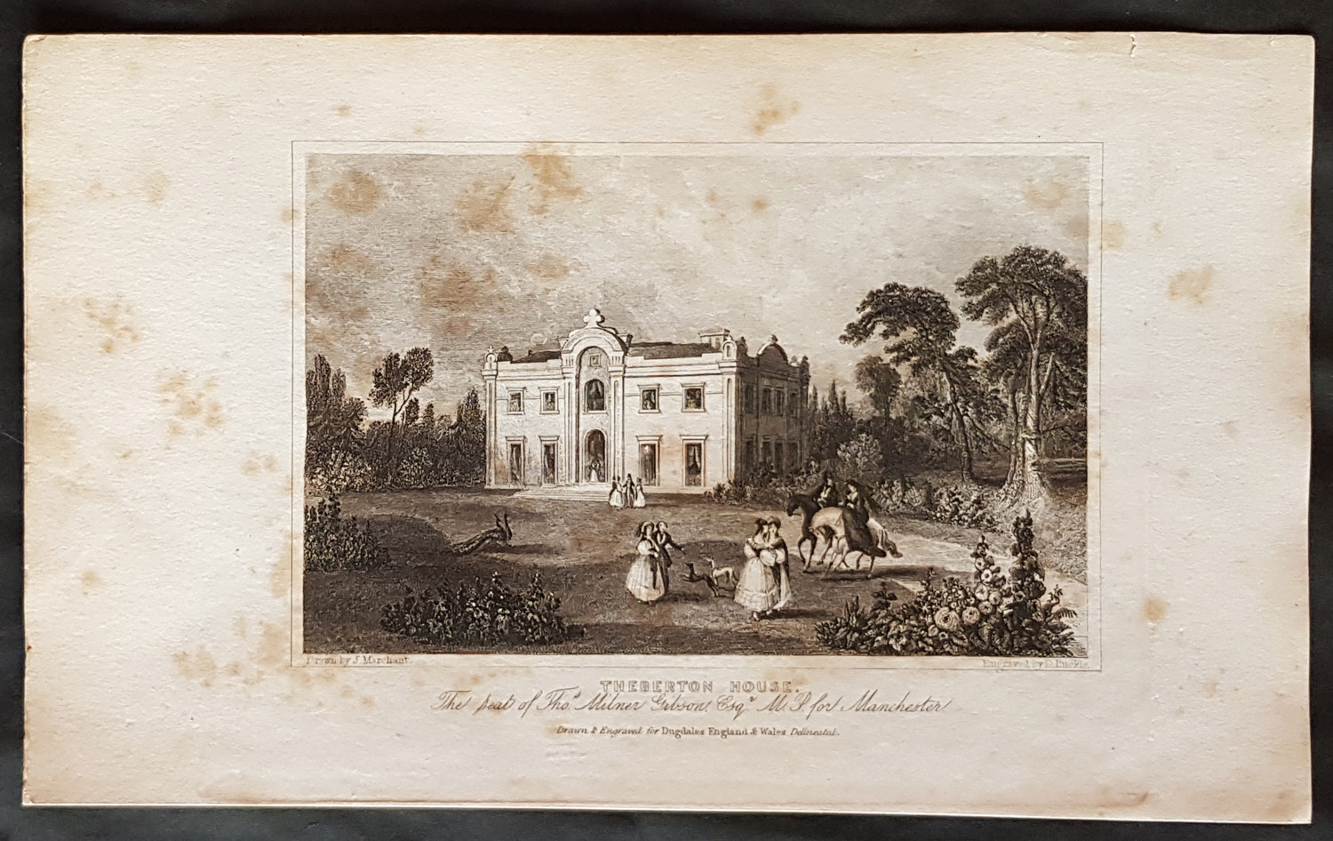 1835 Thomas Dugdale Antique Print View of Theberton House, Suffolk ...