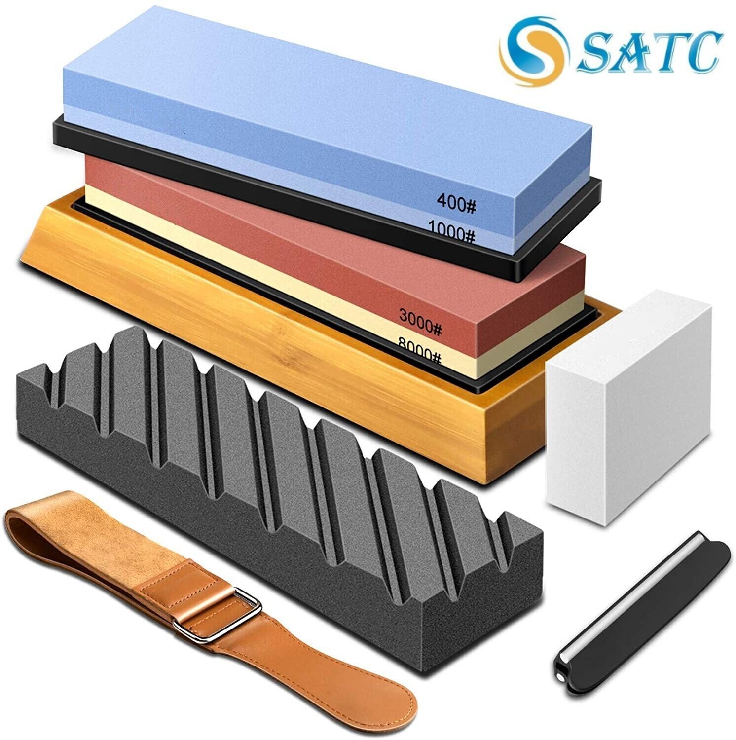 Knife Sharpening Stone Set Professional Whetstone 4 Side Grit 400/1000 ...