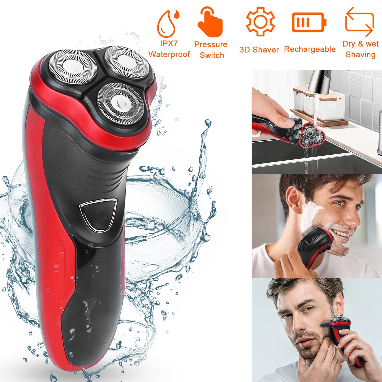 Waterproof Men's Rotary Electric Razor Shaver W/ Pop-up Trimmer Wet ...