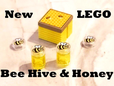 New LEGO BEES Hive Honey Jars with Lids Bee Swarm Farmer Hive Box ...