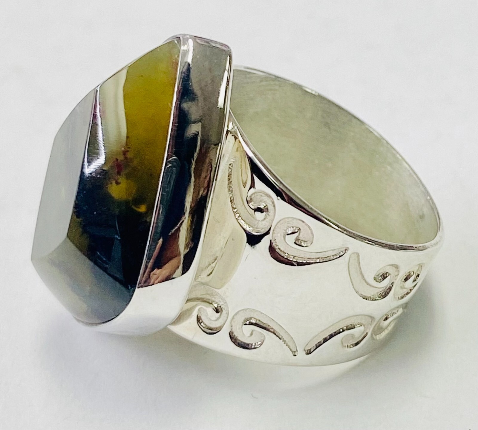 HSN Jay King Sterling Silver Namibian Green Goddess Opal Ring Size 8 | eBay