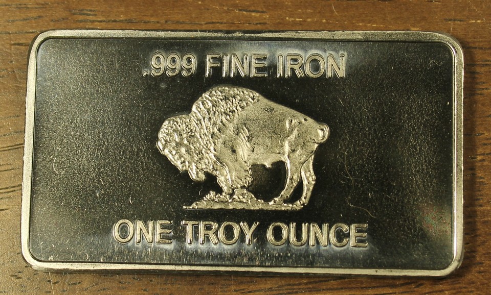 One Troy Ounce .999 Fine Iron Fe Bullion Bar....................Free ...