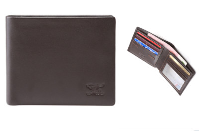 Septwolves men women cow leather wallet purse card bag bifold brown ...