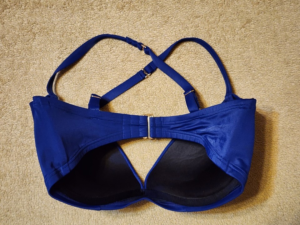 Victoria's Secret Swim 34DD "The Angel" INK BLOT BLUE Push-Up Bikini ...