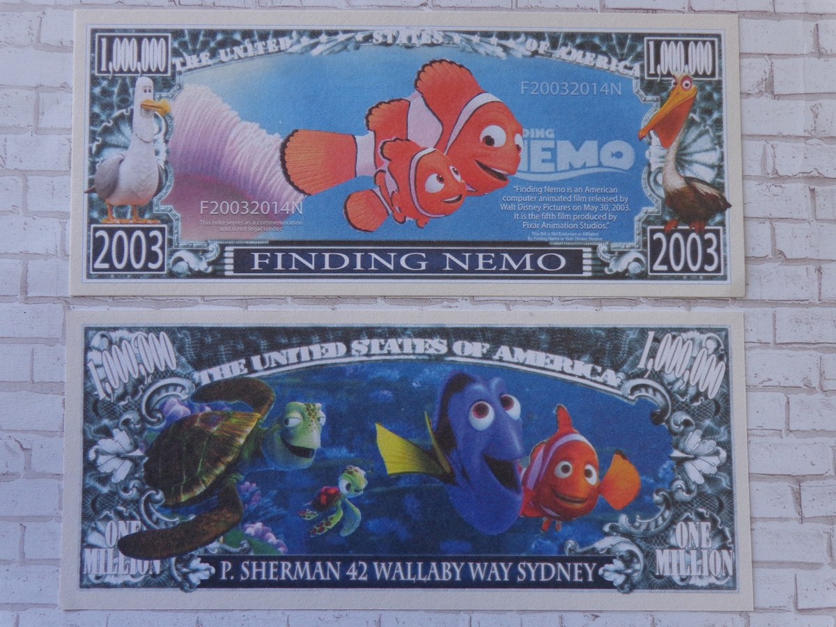 Animierte Dollarnote 10 Bills: FINDING NEMO Pixar Fish Movie ~ One