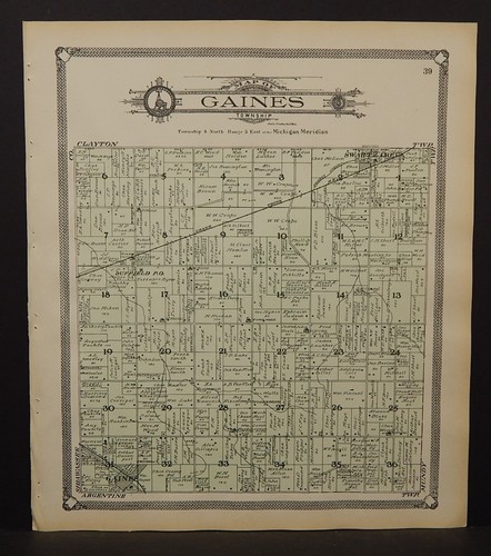 Michigan Genesee County Map Gaines Township 1907 L20#90 | eBay