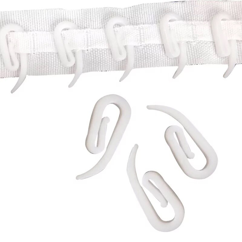 Curtain Hooks For Curtains White Plastic Nylon Rings Header Tape