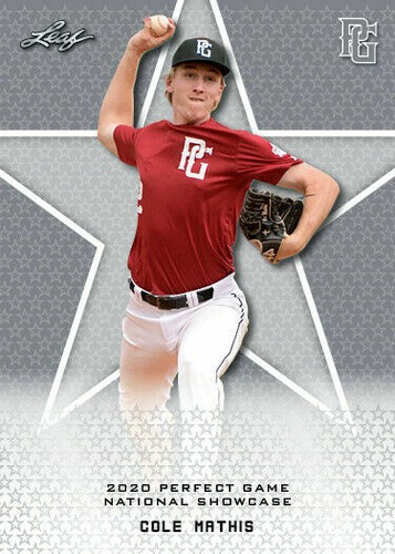 COLE MATHIS 2020 "1ST EVER PRINTED" LEAF PERFECT GAME ROOKIE CARD #221 ...
