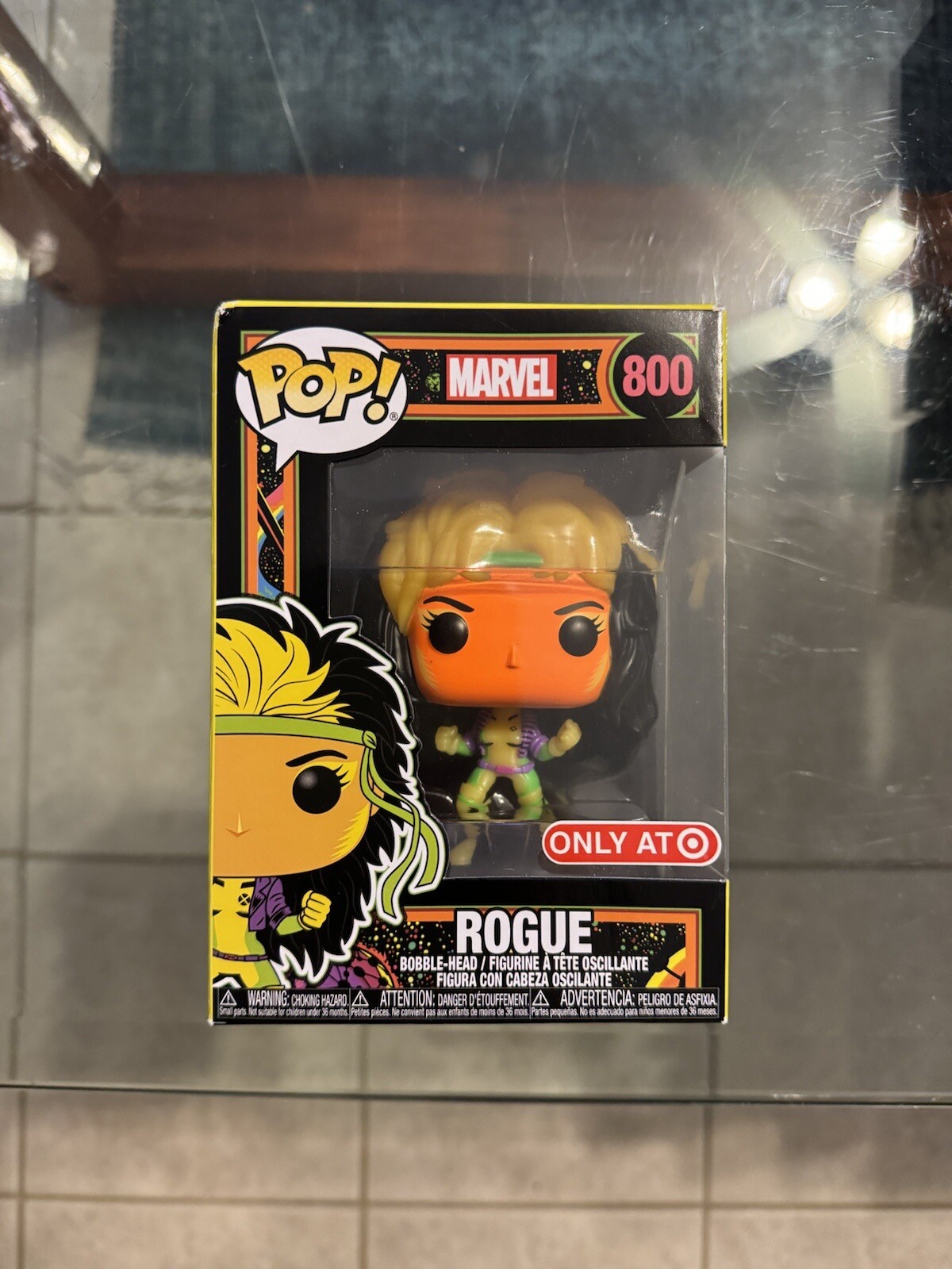 Funko Pop Rogue #800 Marvel X-Men Black Light GITD Figure w/ Protector ...
