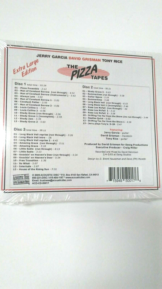 Jerry Garcia David Grisman THE PIZZA TAPES - EXTRA LARGE EDITION 3 cd set NEW | eBay