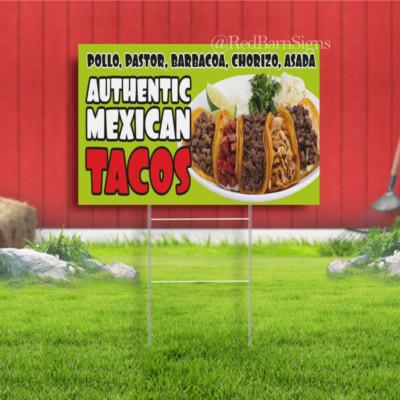 AUTHENTIC MEXICAN TACOS Advertising Yard Sign Street Food Barbacoa | eBay