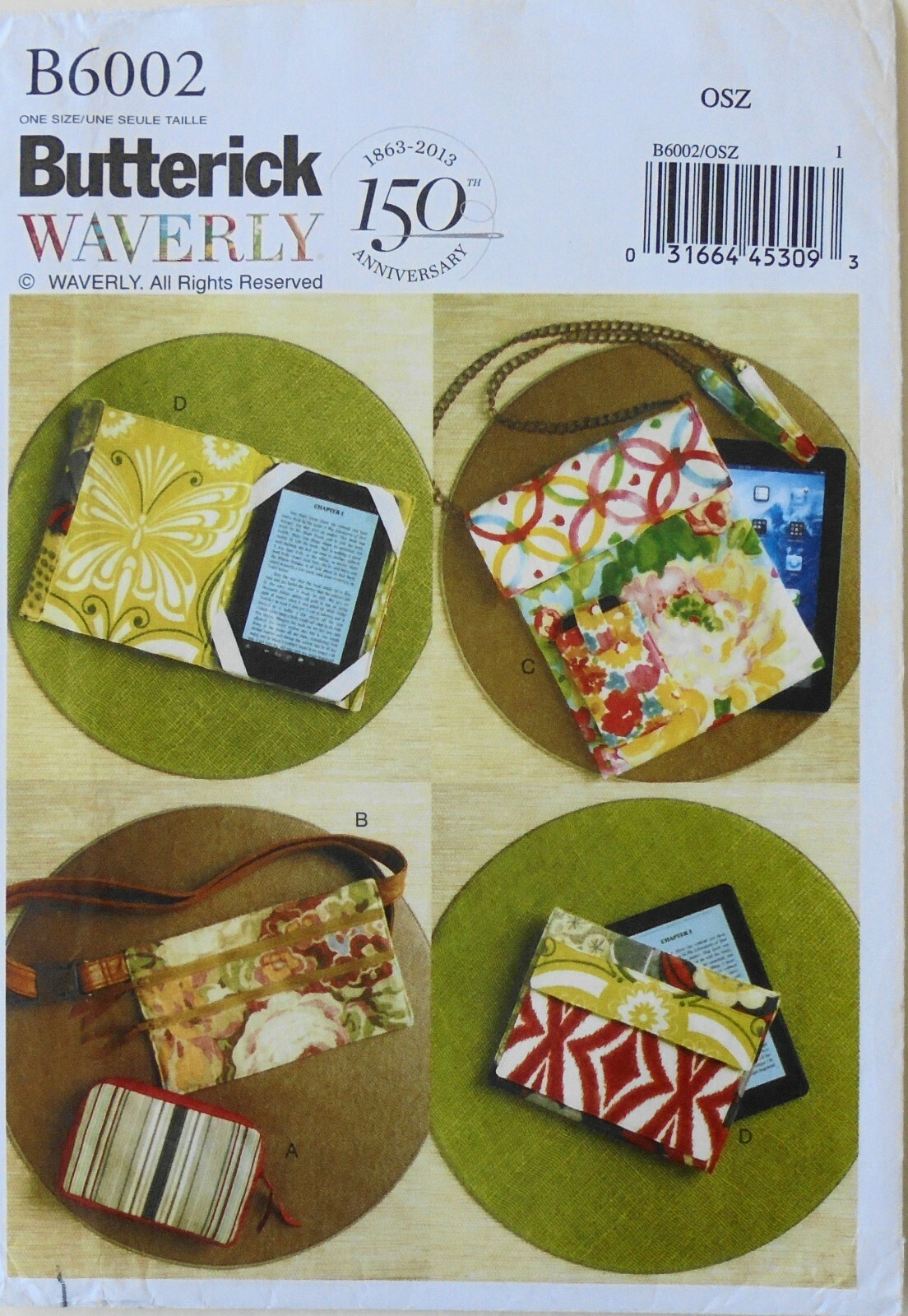 Butterick 6002 Zipper Cases Fanny Pack Electronic I-Pad Cases Sewing ...