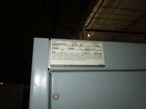 GE AV-Line Switchboard 2500A 3ph 480/277V Power Break Main-Tie-Main ...