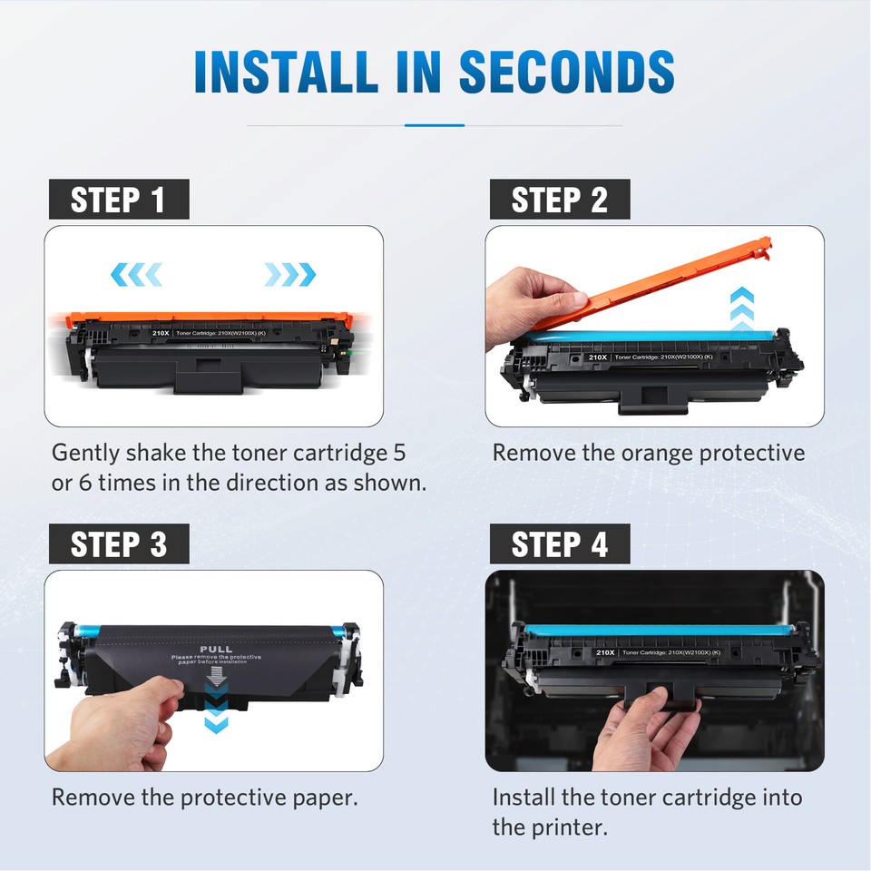 4-Pack W2100X High Yield Toner for HP 210X LaserJet Color Pro 4201 MFP ...