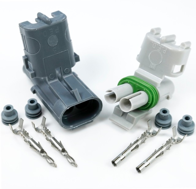 Delphi Weather Pack Grey (2 Pin ) Terminal Kit 14, 16 AWG Sealed (Pack ...
