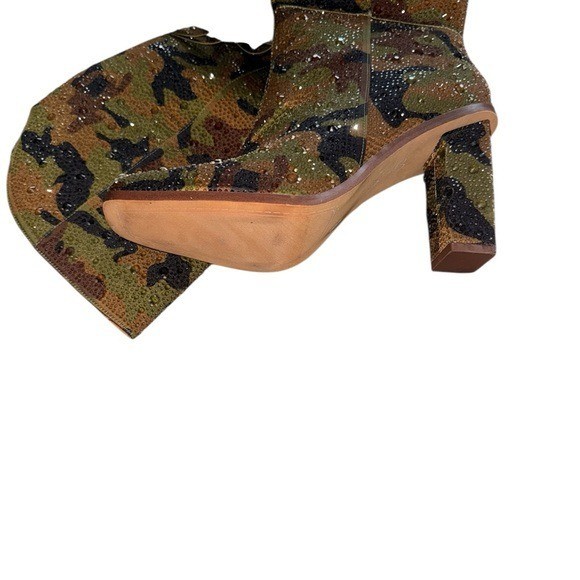 NEW Jessica Simpson womens Asire Fringe Boot Studded Forest Camouflage ...