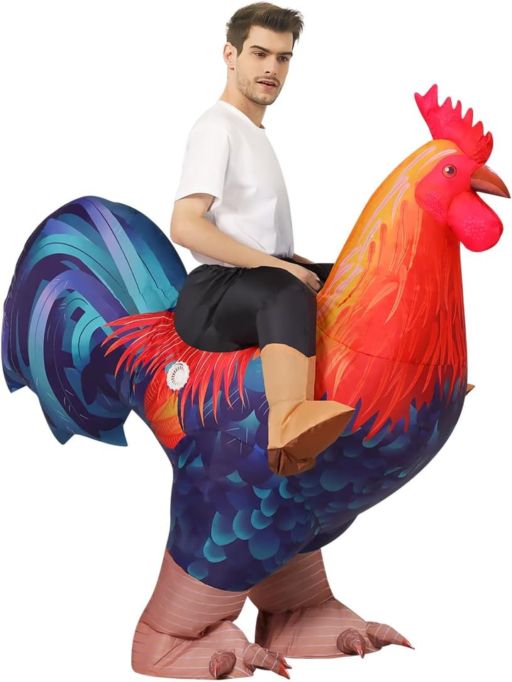 Inflatable Chicken Costume Ride-on Rooster Costume Adult Blow up Suit ...
