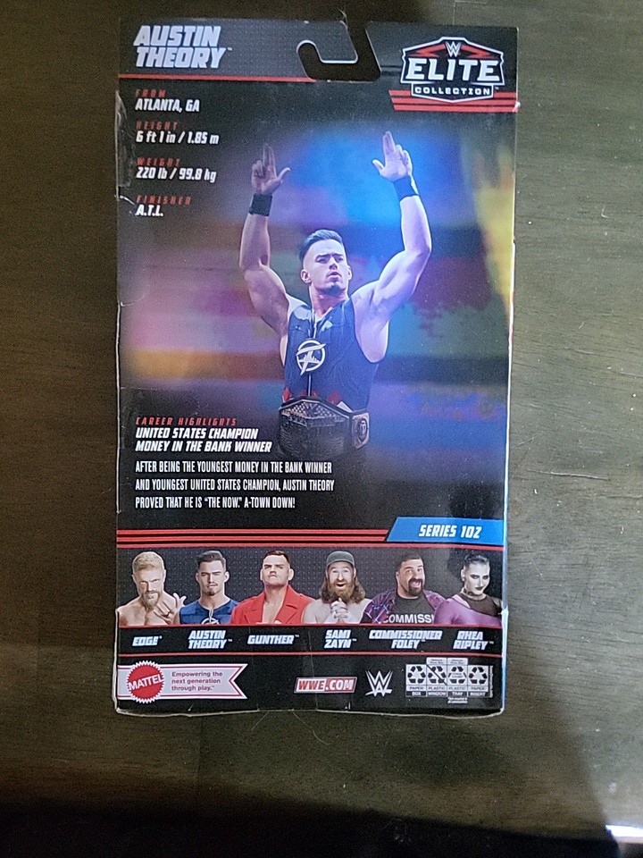 WWE Austin Theory Elite Mattel Series 102 CHASE Black Wrestling Figure ...