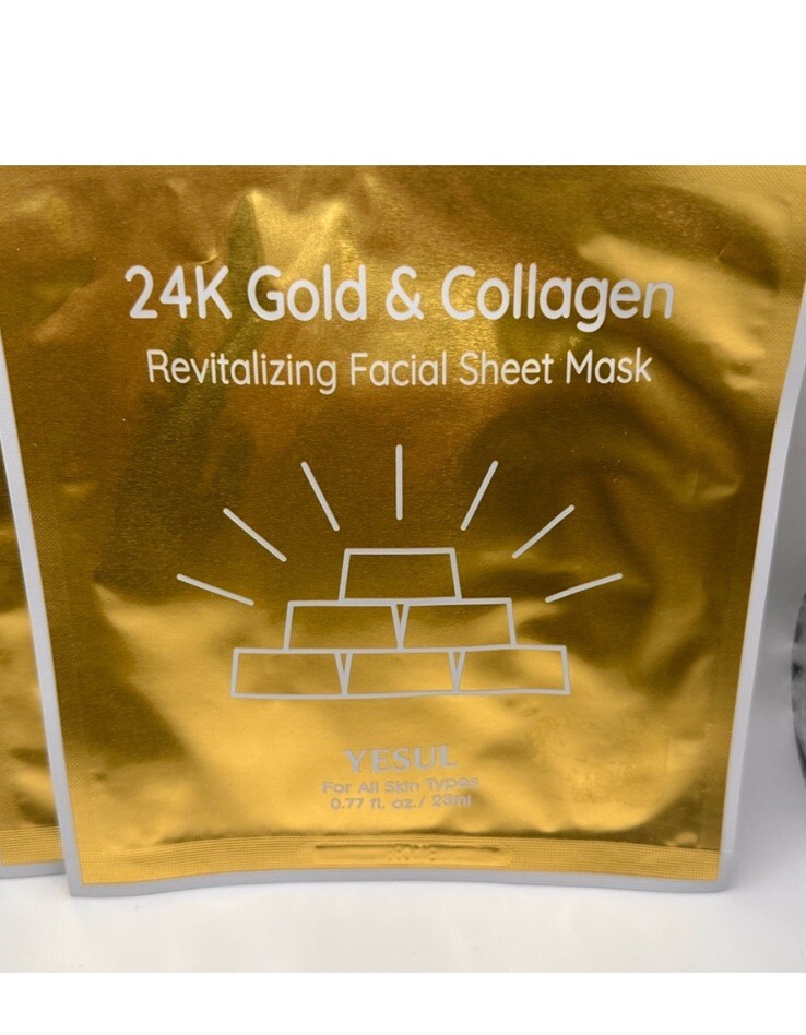Yesul 24K Gold & Collagen Revitalizing Facial Sheet Mask Box Of 5 Masks ...
