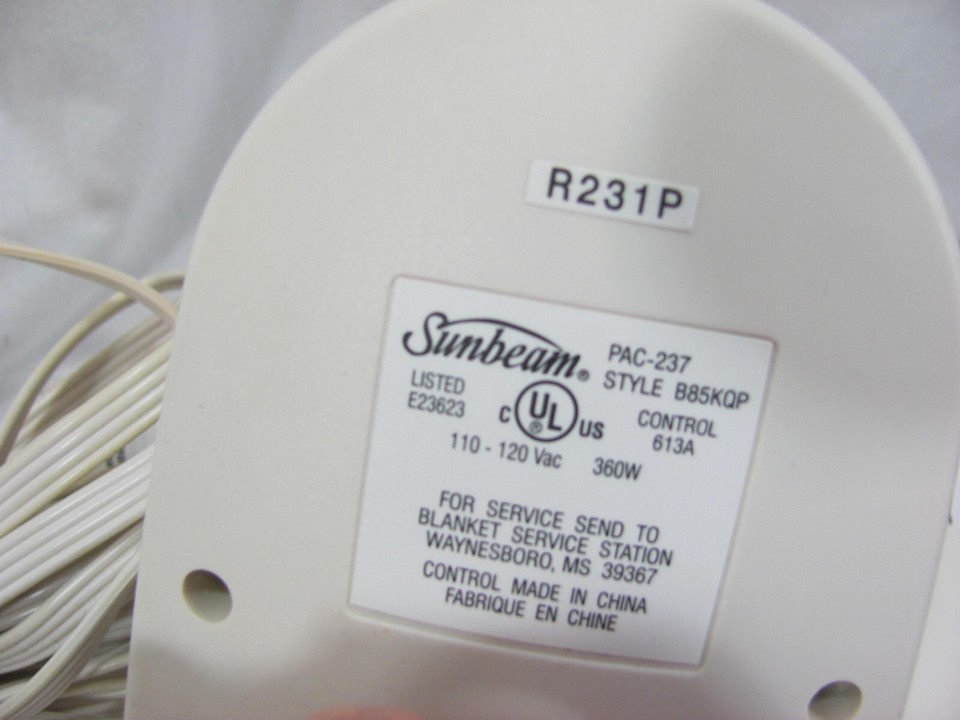 Sunbeam Dual Heated Blanket Controller PAC-237 B85KQP 4 Prong E23623 ...