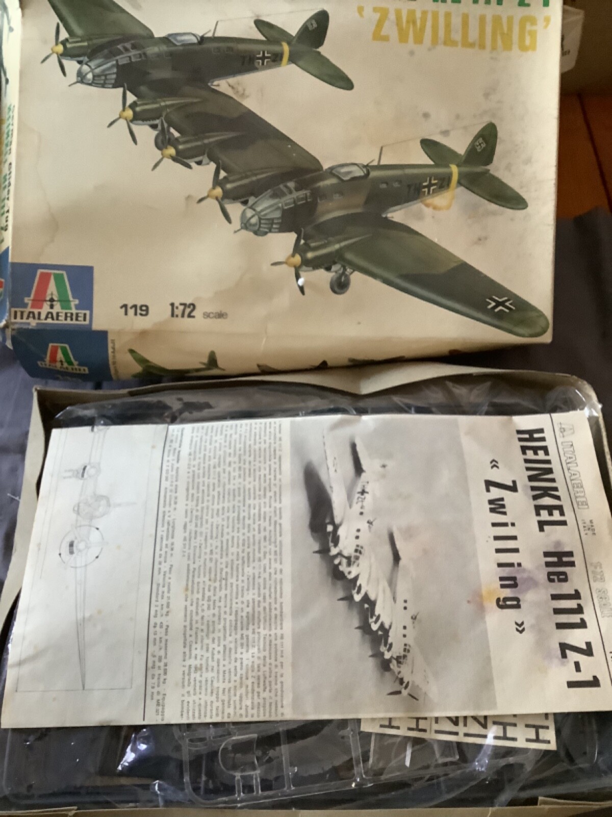 Vintage rare Italaerai Heinkel He 111 Z-1 Zwilling Glider 1:72 Scale ...