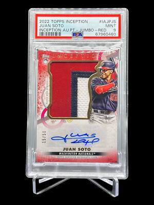 2022 Topps Inception Juan Soto RED Jumbo Tri Color Patch Auto /50 # ...